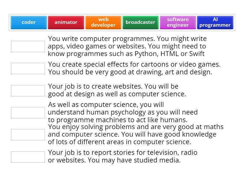 Youtubers - Job description - Match up