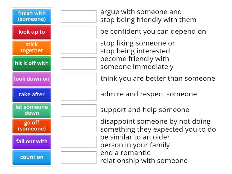 Unit 11 Phrasal Verbs: Relationships - Match up