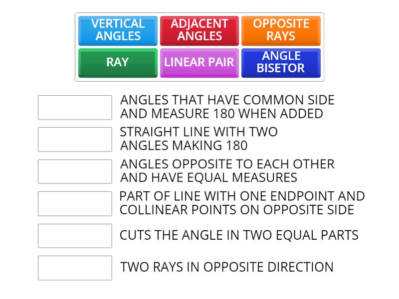 ANGLE RELATIONSHIPS - Match up