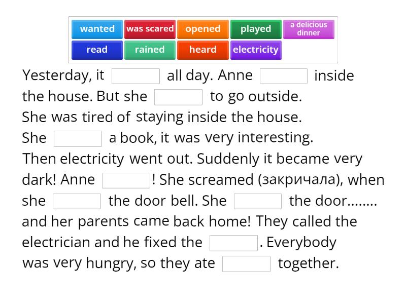 Past Simple Stories - Missing word