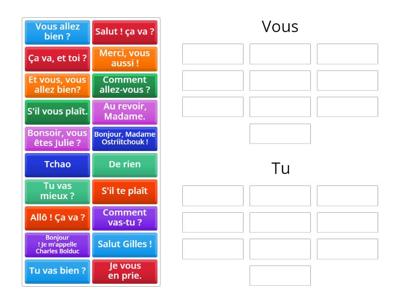 Tu ou vous - Group sort
