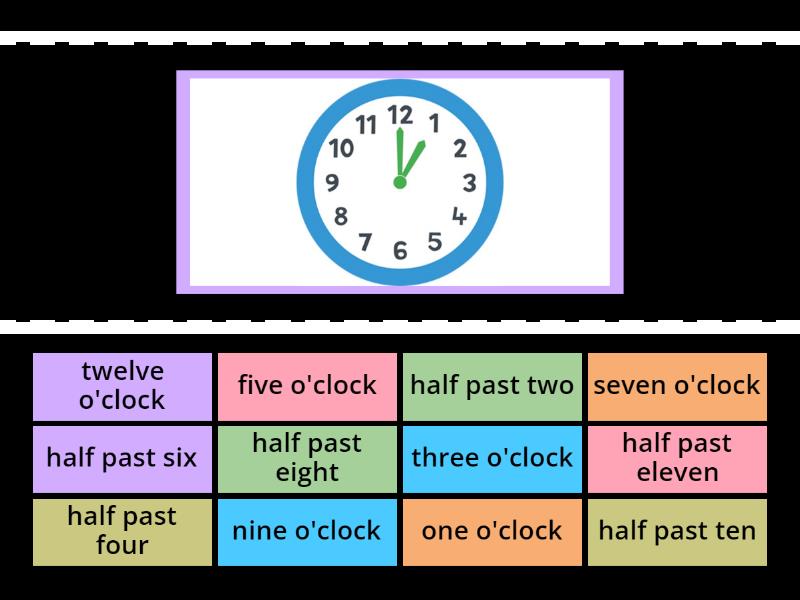 WHAT TIME IS IT ? o'clock - half past - Find the match