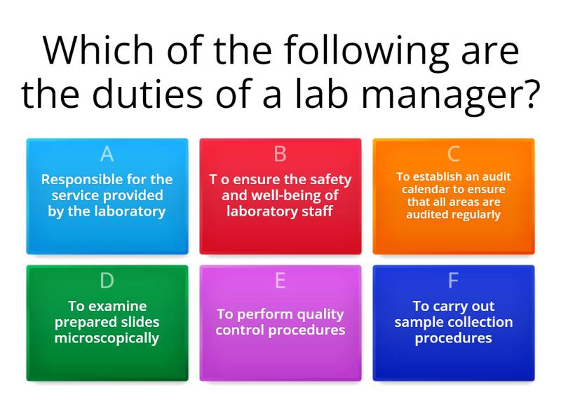 Laboratory manager duties - Cuestionario