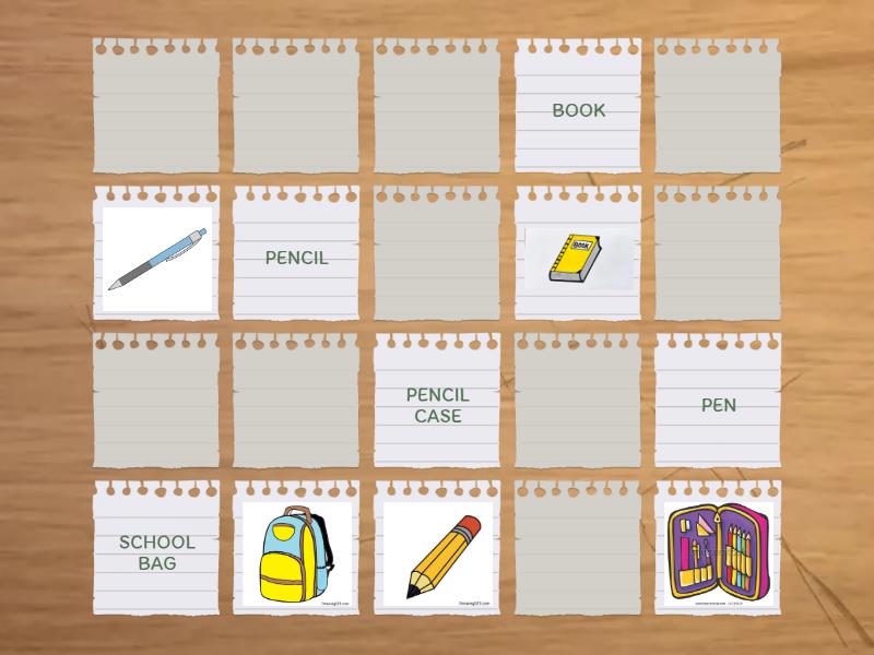 SCHOOL OBJECTS - Matching pairs