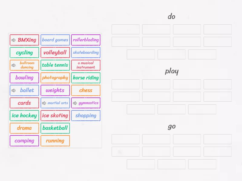 2A play / do / go - Group sort