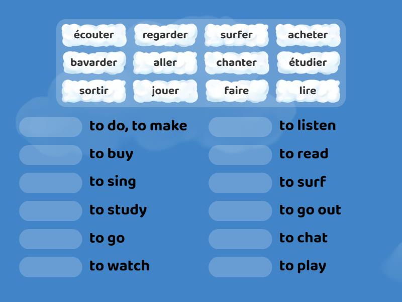 Y8Fr Hobbies infinitives - Match up