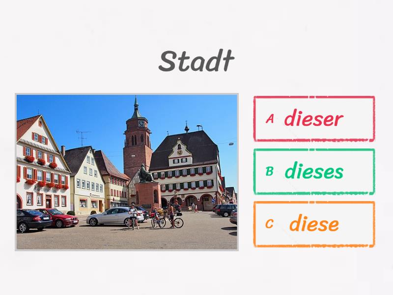 Demonstrativpronomen "dieser"/"dieses"/"diese": Nominativ - Quiz