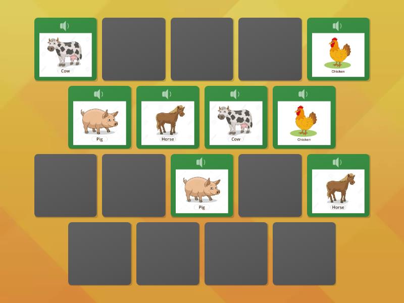 Animales de la granja - Matching pairs