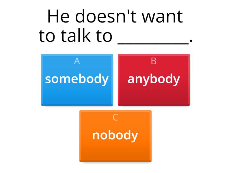 somebody / anybody/ nobody - Quiz