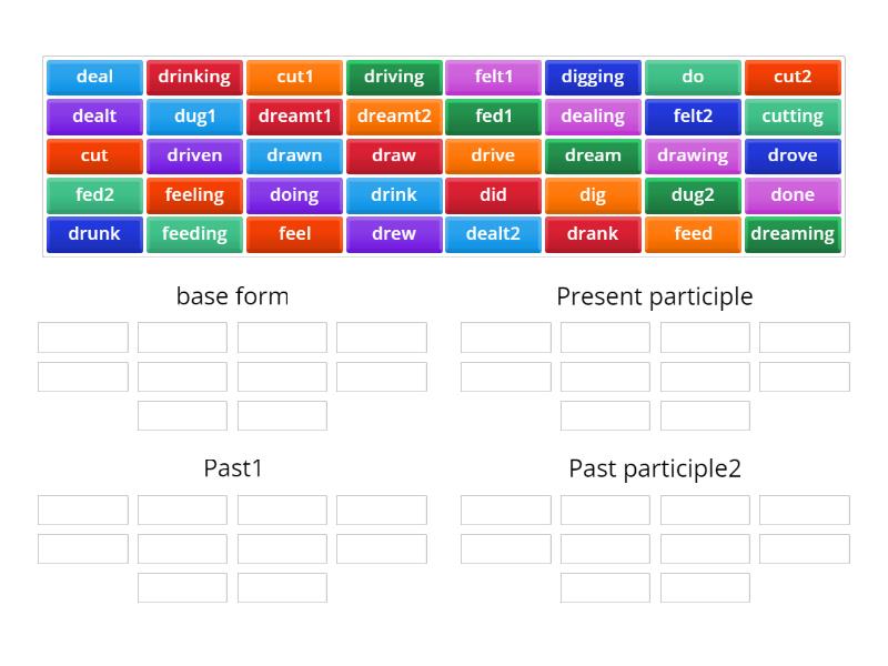 irregular verbs 21-30 - Group sort