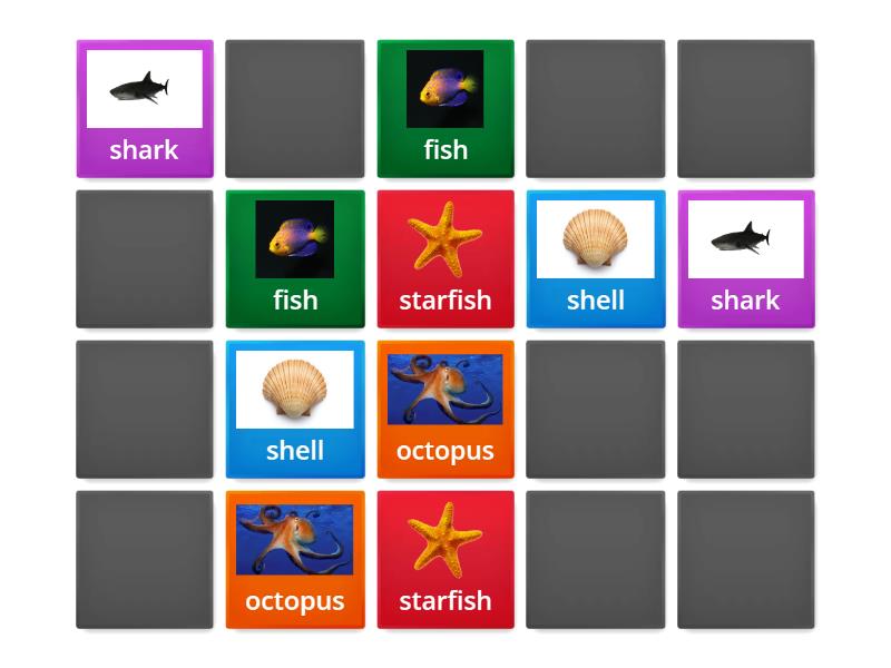 Sea Animals - Memory Game - Matching pairs