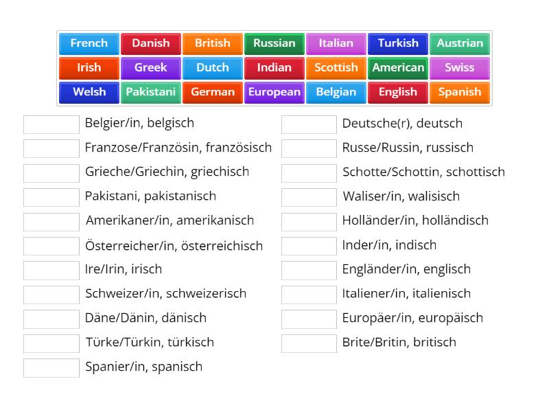 Edexcel GCSE German nationalities - Match up