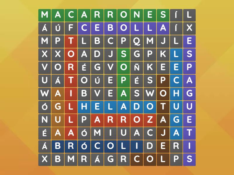 Comidas - Sopa de letras