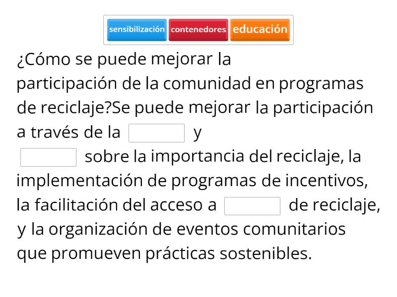 Completa las oraciones - Complete the sentence