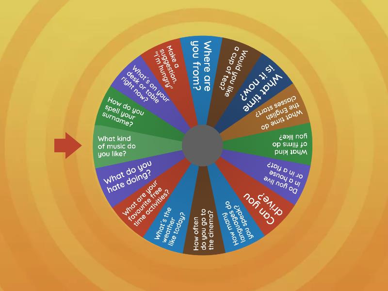 Answer the questions - EFE Units 1-6 - Spin the wheel