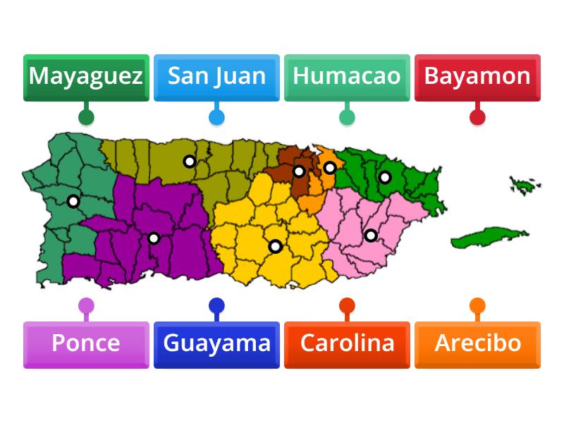 DISTRITOS SENATORIALES DE PUERTO RICO - Diagrama con etiquetas