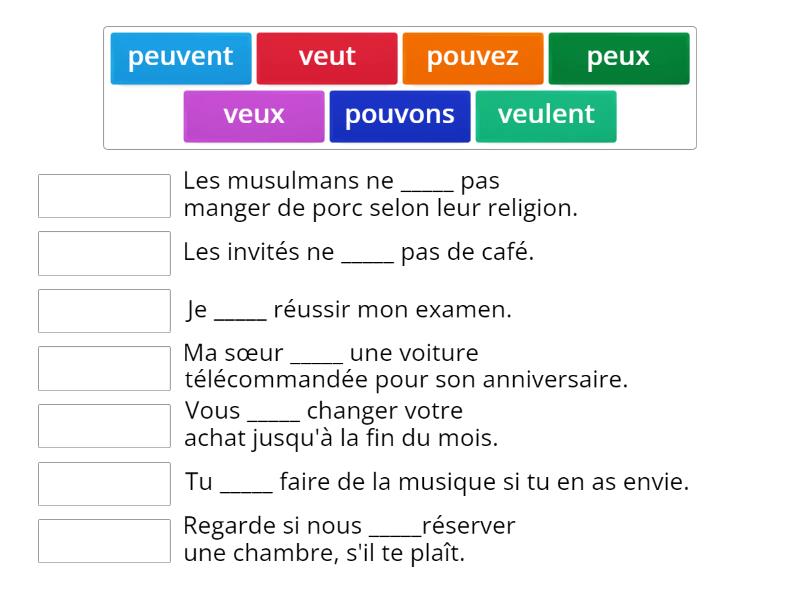 1 Vouloir et pouvoir au présent de l'indicatif - Match up