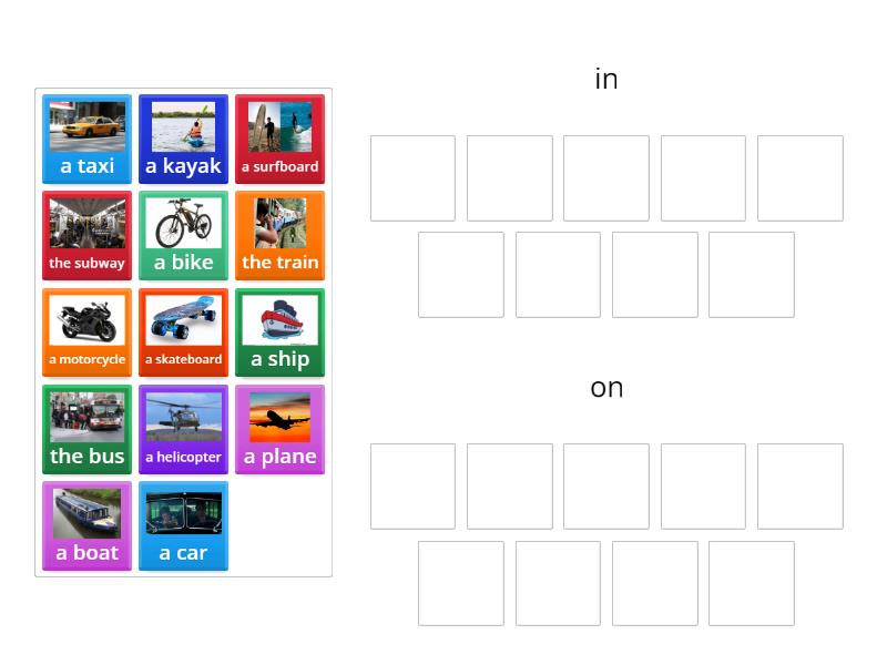 Transportation Prepositions - Group sort