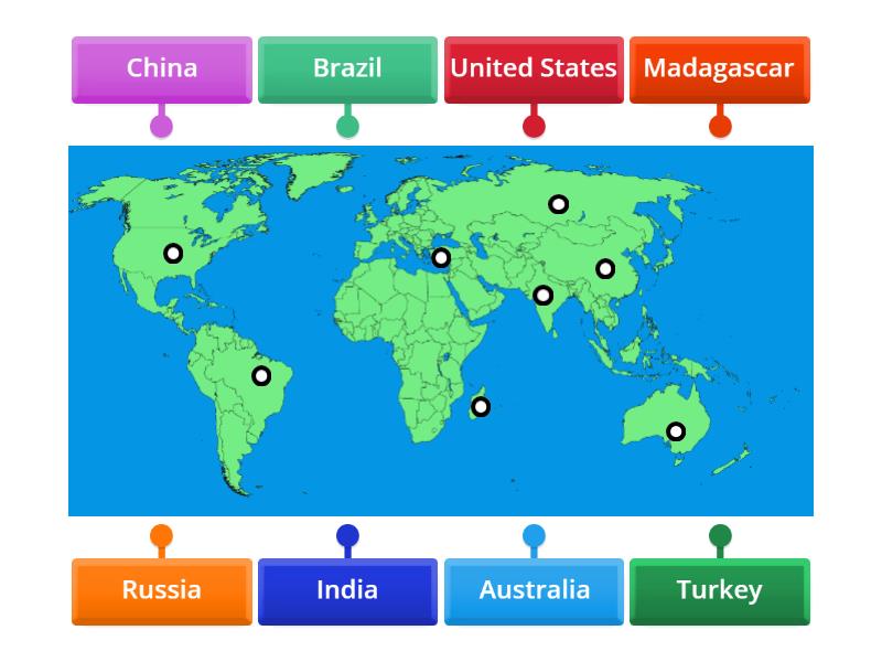 Learning Countries with World Map - Labelled diagram