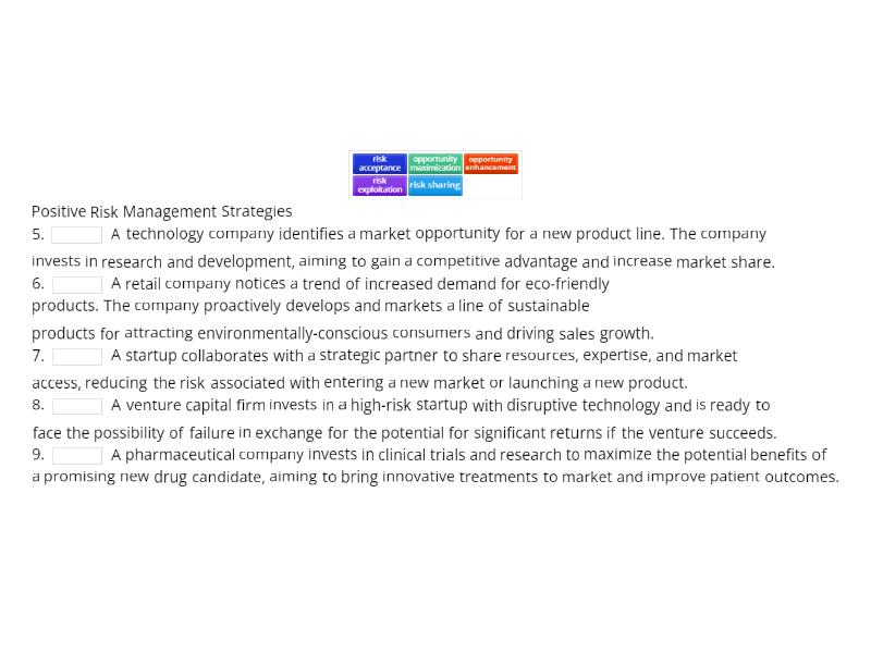 Unit 9 Negative and Positive Risk Management Strategies - Complete the ...