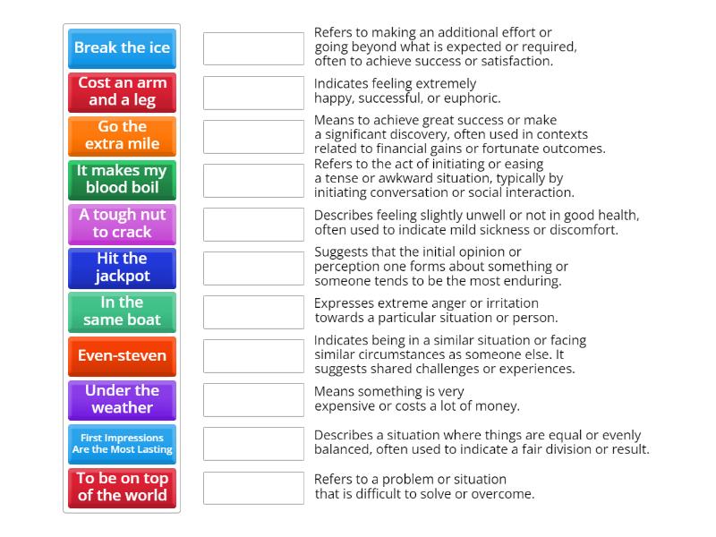 Idioms - Match up