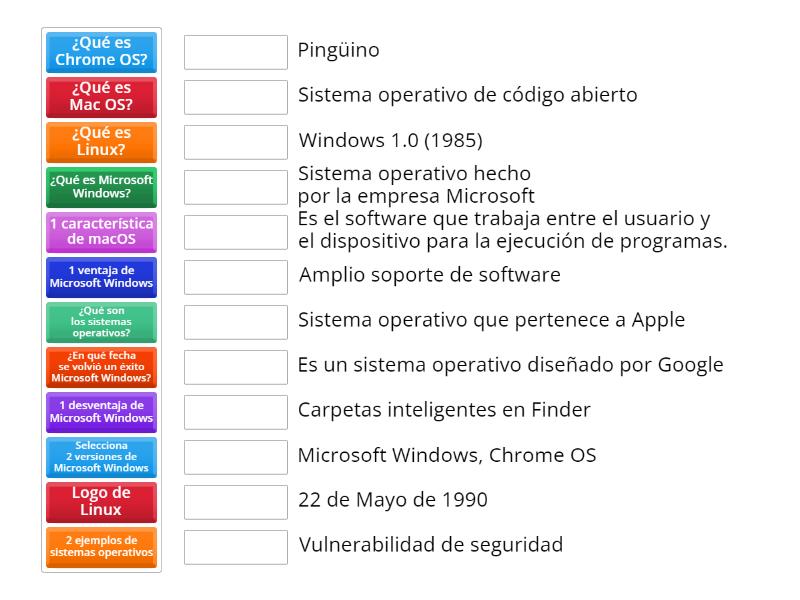 Sistemas operativos - Une las parejas