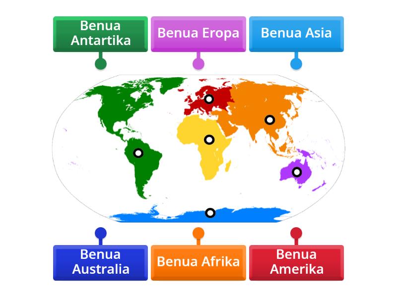 Enam Benua di Dunia Kelas 6 IPAS Topik A - Diagram berlabel