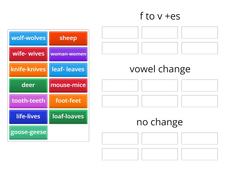 WTW Green Book- Sort 8- Unusual Plurals - Group sort