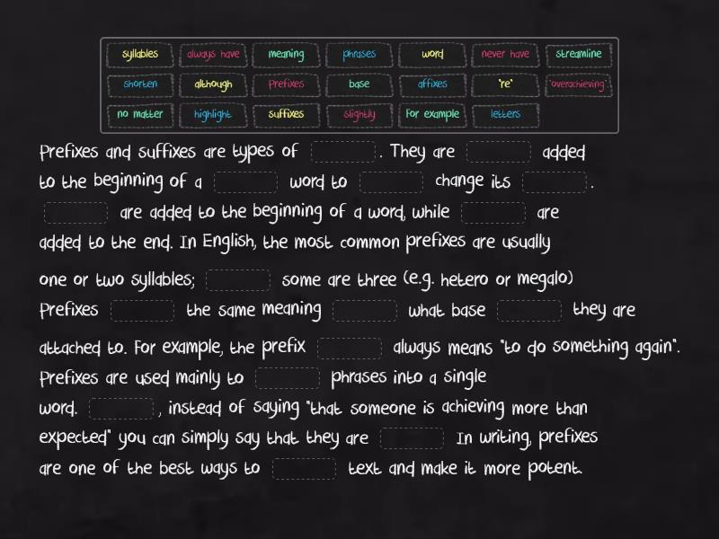 What are prefixes? - Complete the sentence
