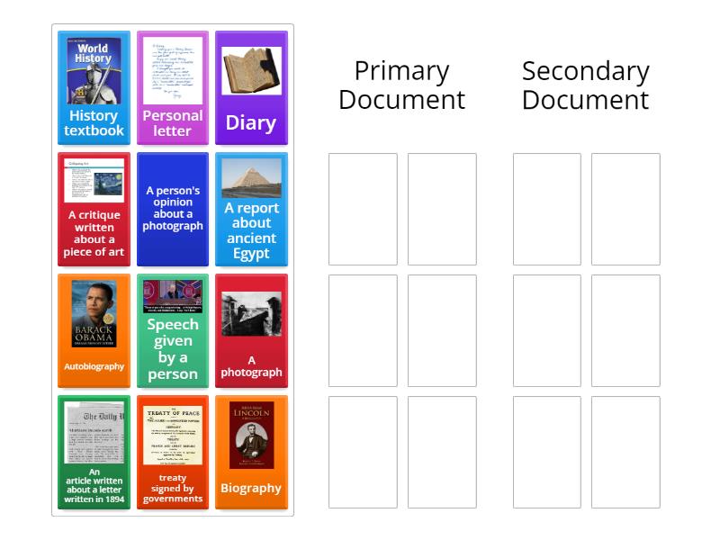 Primary and Secondary Documents - Group sort
