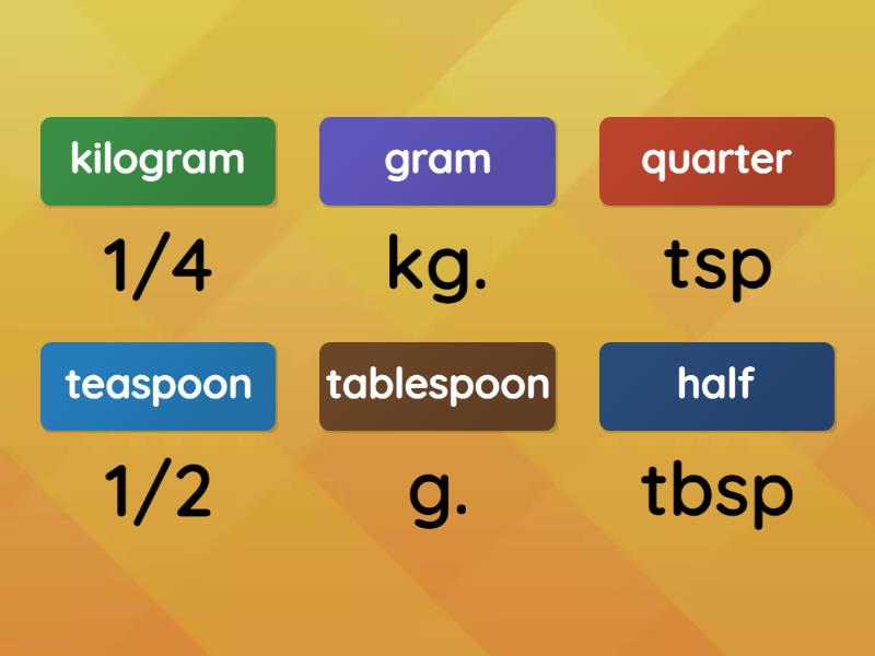 Measuring words - Match up