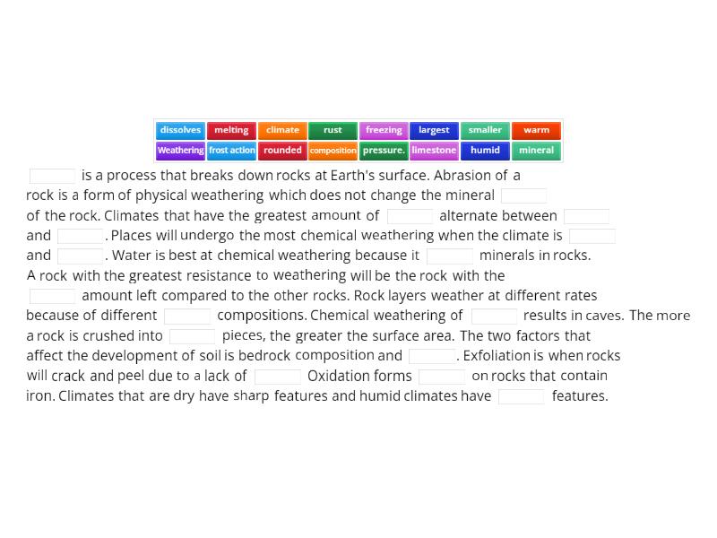 Weathering - Complete the sentence