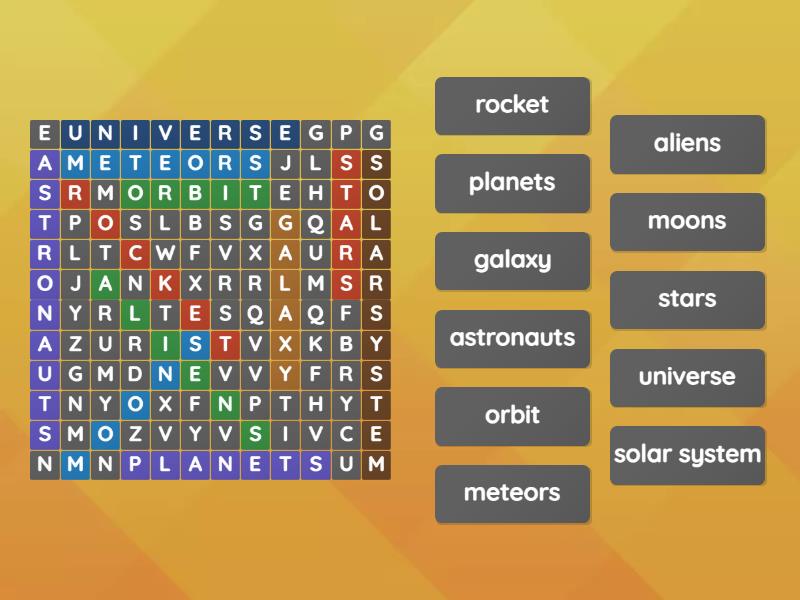 SCP4 - Chapter 3: In the solar system - Wordsearch