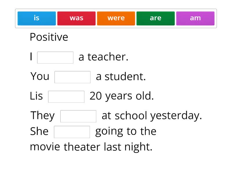 Verbo To Be in Present and Past - الكلمة الناقصة