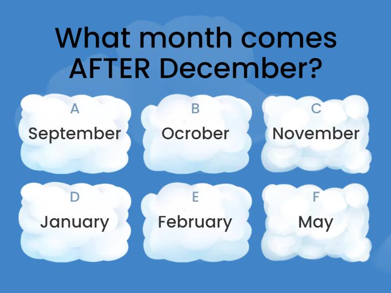 Months of the year, Start up 3 - Quiz