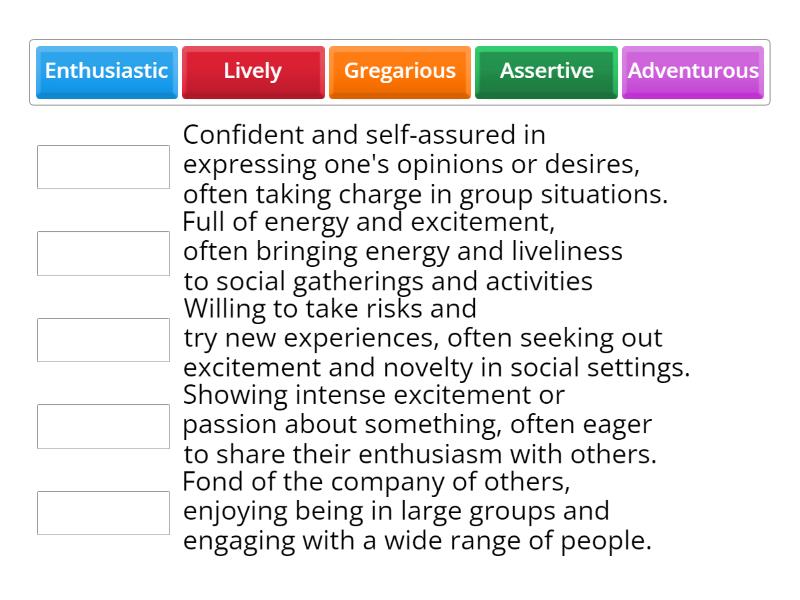 5Au1 Personality traits of an extrovert (p2) - Une las parejas