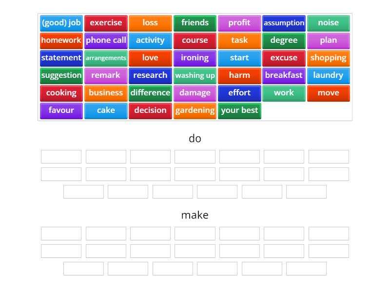 make or do - Sorting - Group sort