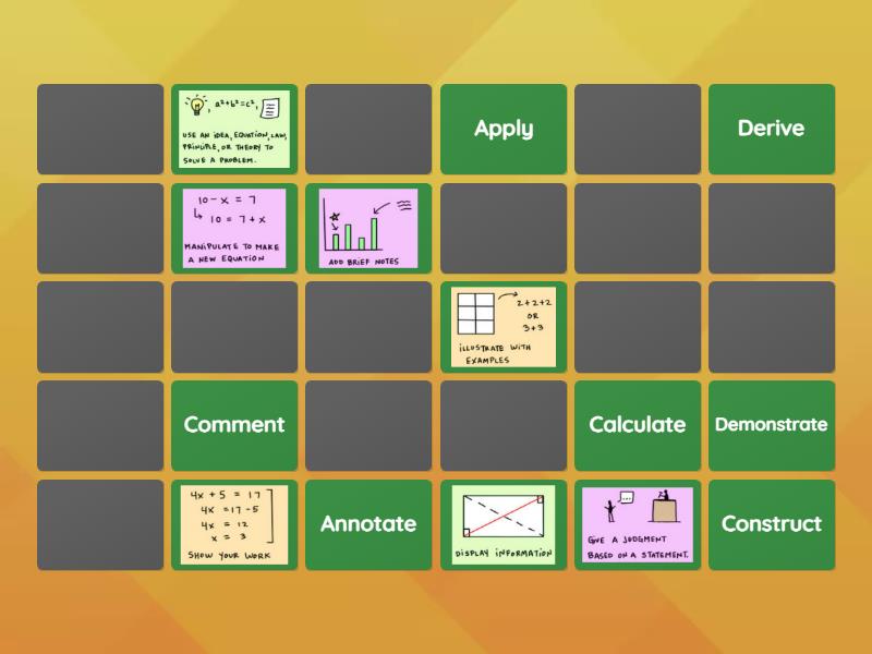 MYP Mathematics Command Terms FULL - Matching pairs