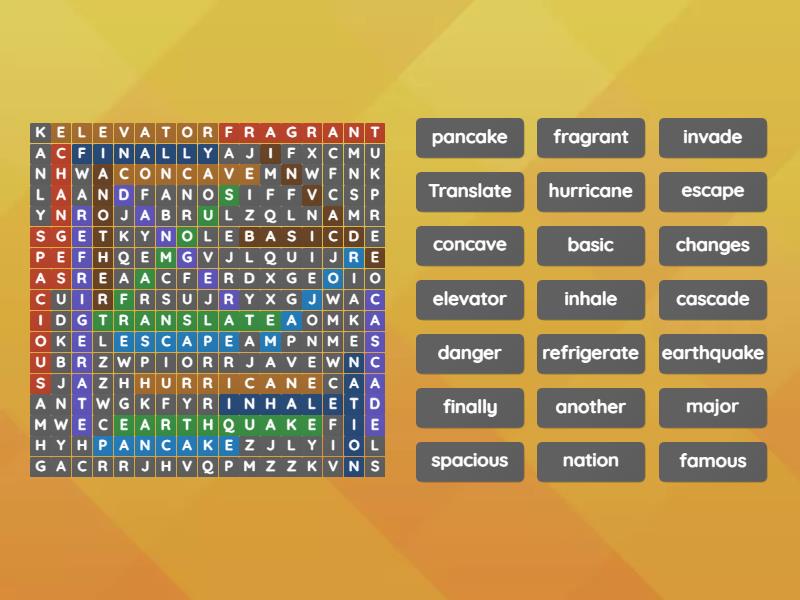Unit 5 - Long A - Wordsearch