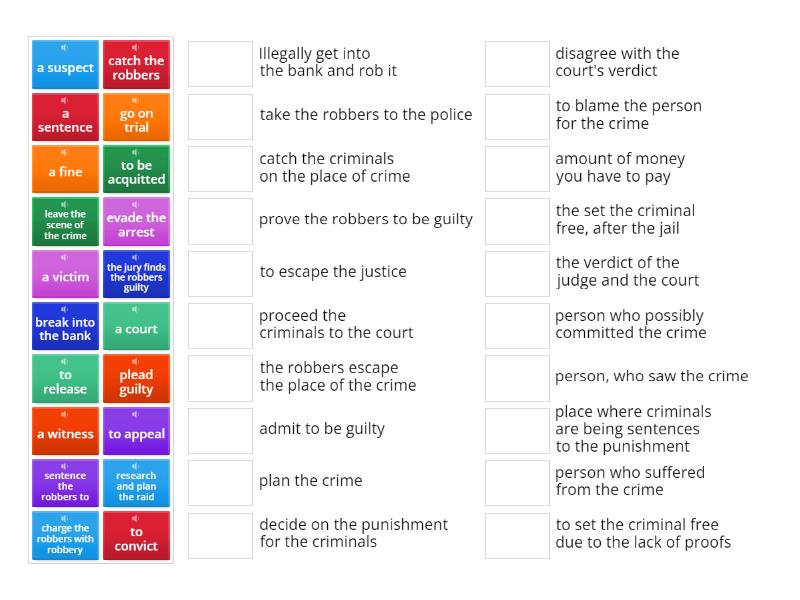 Roadmap B2 unit 5B crime scene vocabulary - Match up