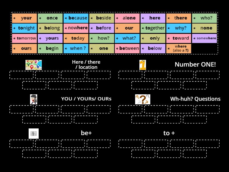 Sight Words: Categories #1 - Group sort