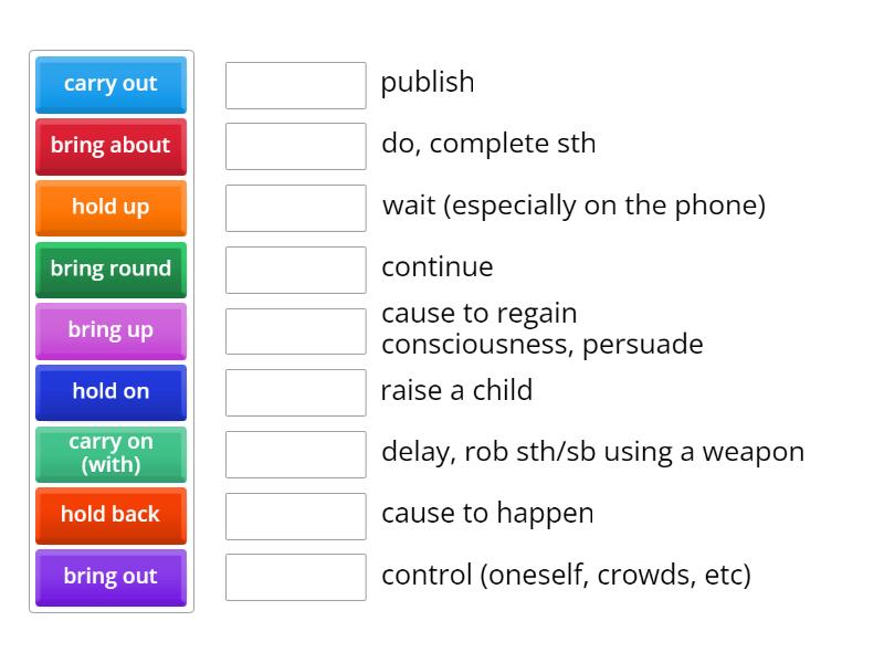 Phrasal verbs (Round up 5) b,c matching - Match up