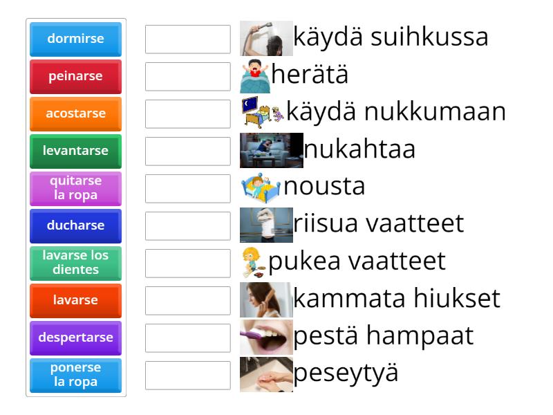 Refleksiiviverbit kuvilla - Match up