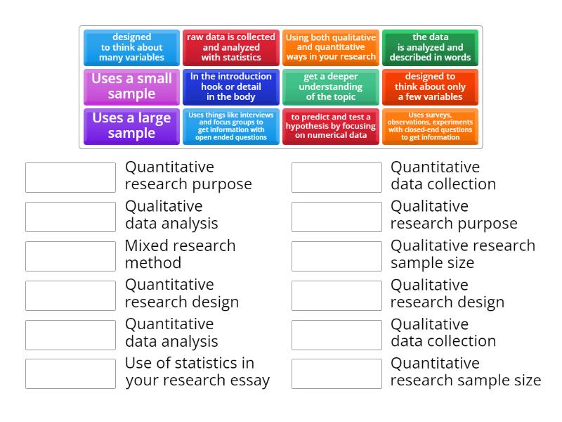 Quantitative vs Qualitative research review - Match up