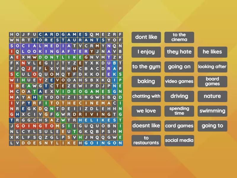 3 Like Plus ING word search - Wordsearch