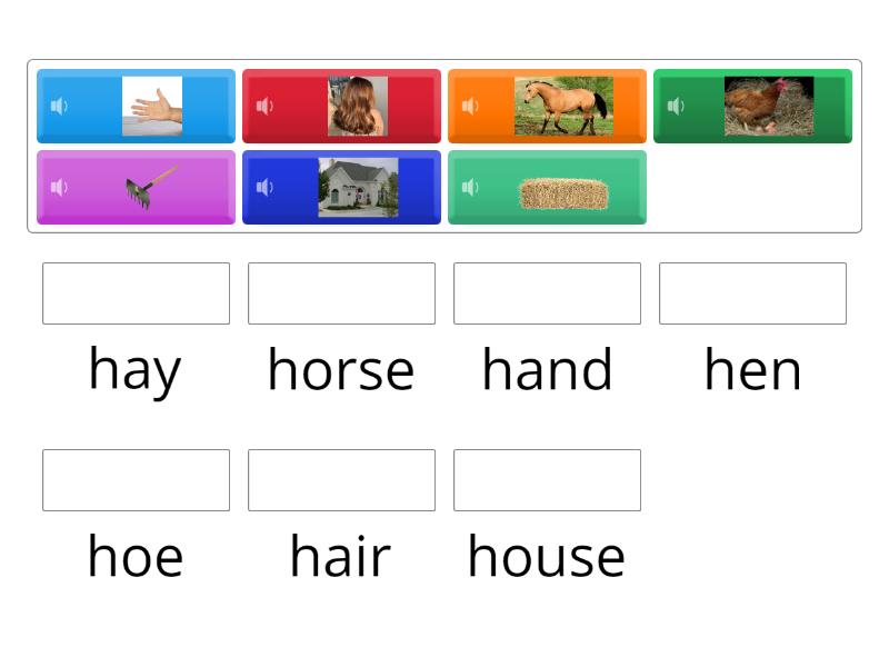 Phonics 1: Unit 2: Letter H/h - Une las parejas