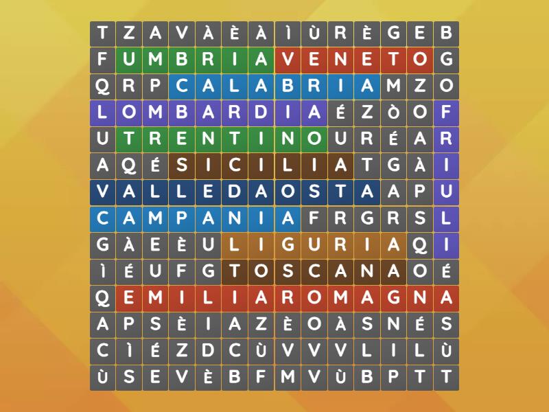 Le regioni d'Italia - Wordsearch