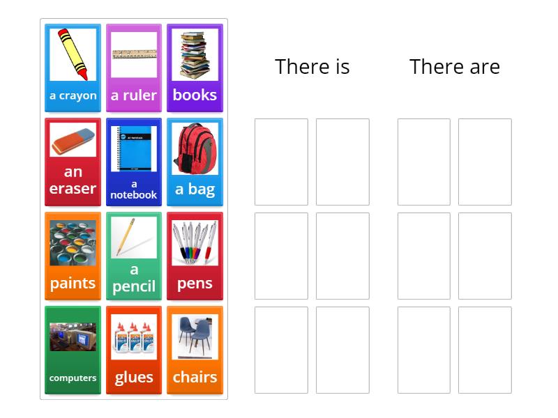 There is / There are (school objects) - Group sort