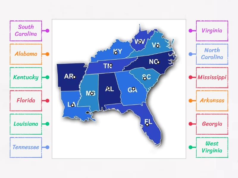 Southeast - Labelled diagram