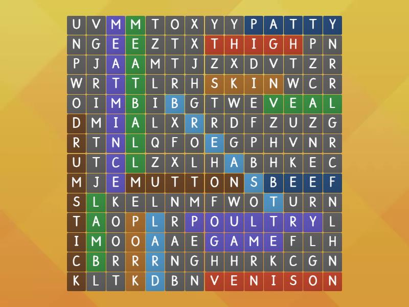 Meat - Wordsearch